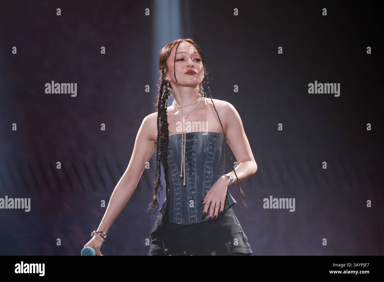 Taiwanese singer and actress Angela Zhang sings at a music festival in ...