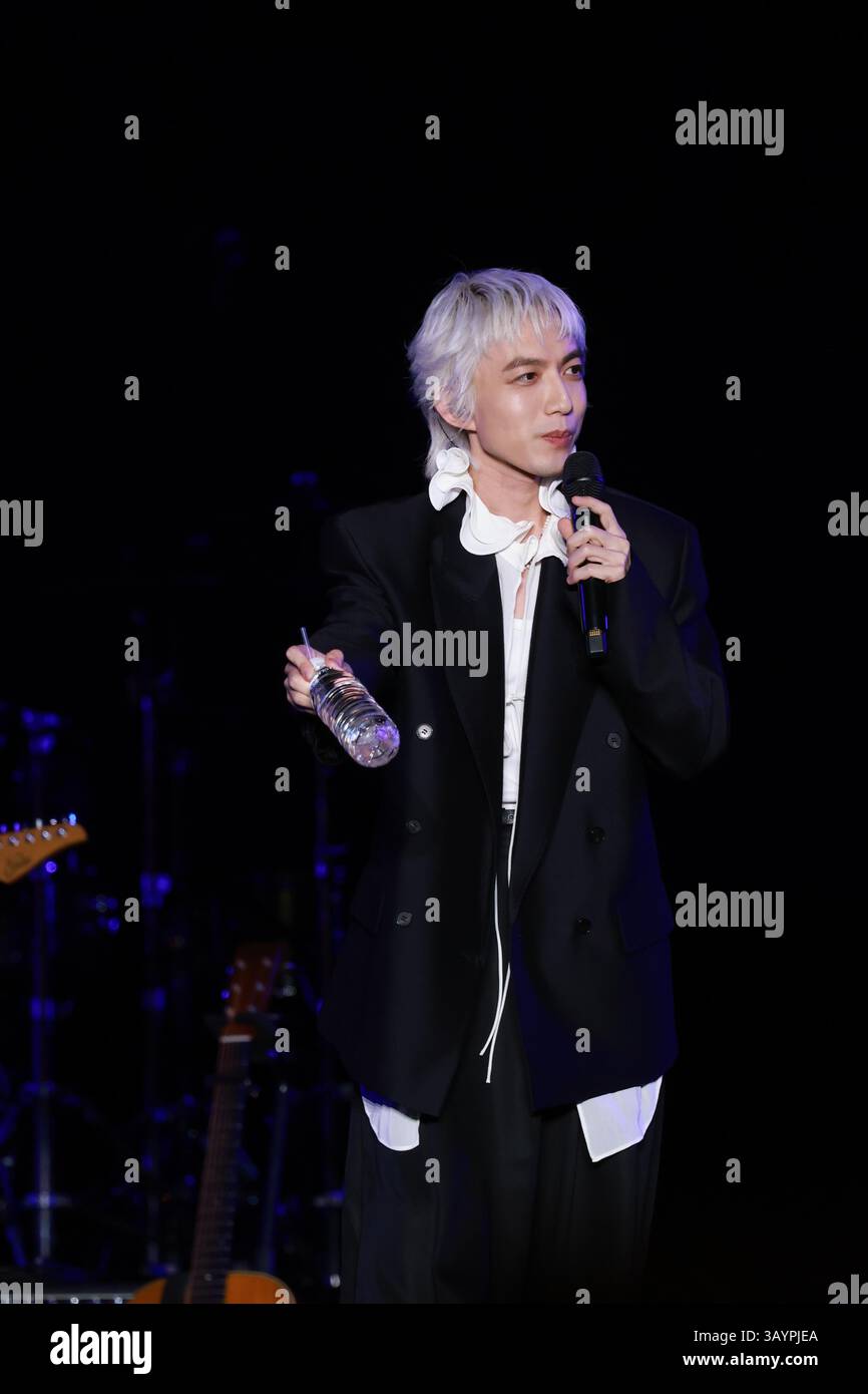 Taiwanese singer Yoga Lin sings at a music festival in Chengdu City ...