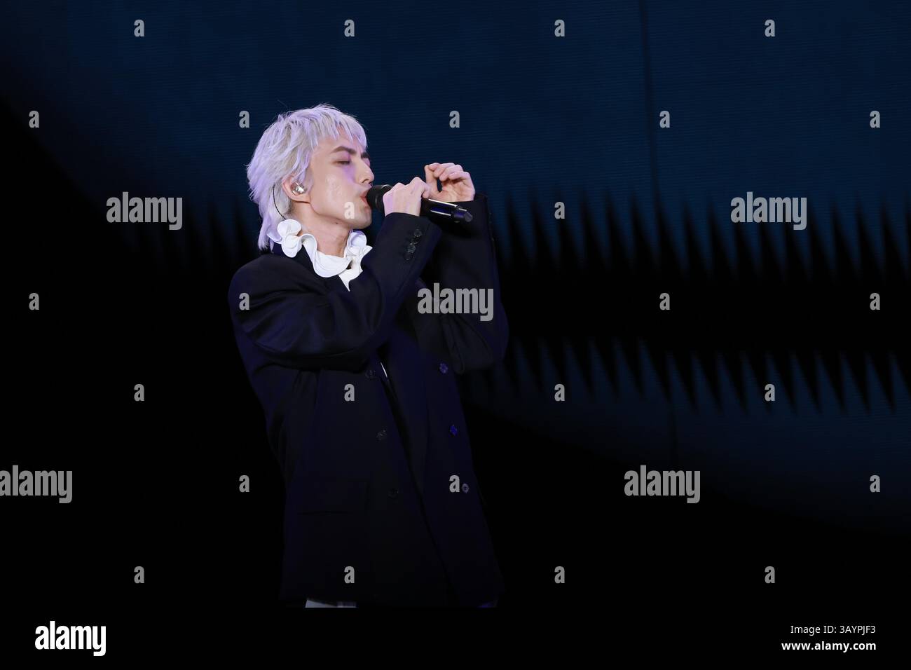 Taiwanese singer Yoga Lin sings at a music festival in Chengdu City ...