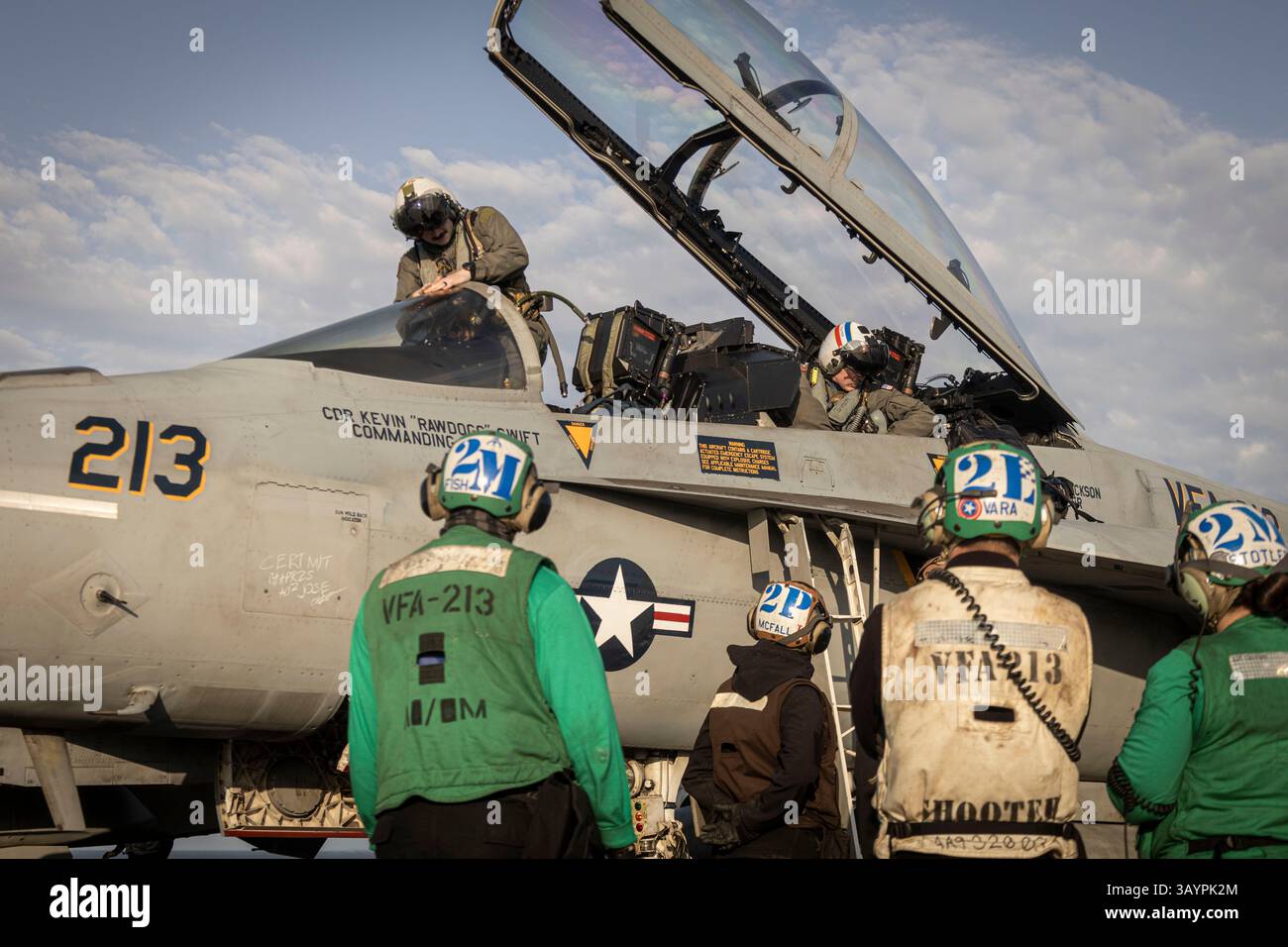 Sailors assigned to the "Blacklions" of Strike Fighter Squadron (VFA ...