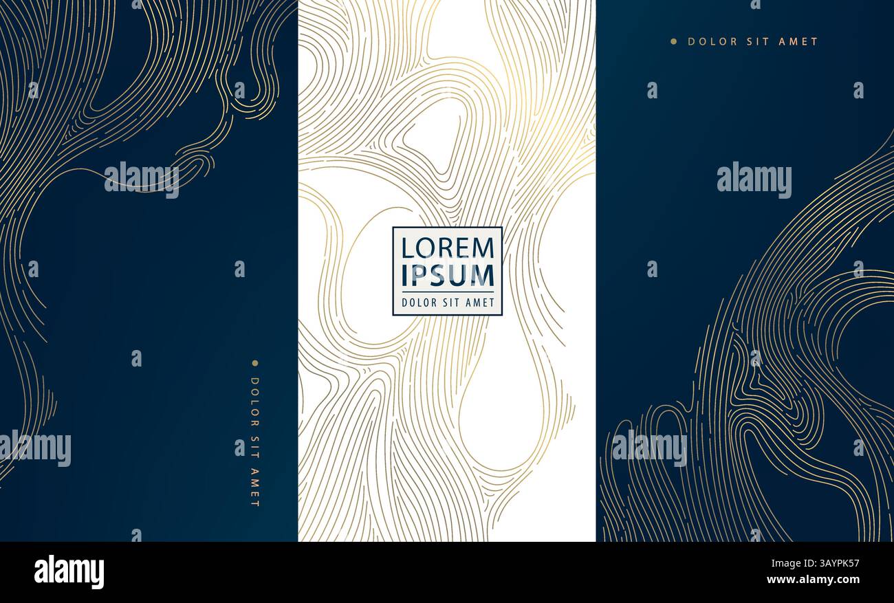 Vector set of gold wave background design, abstract luxury line art ...