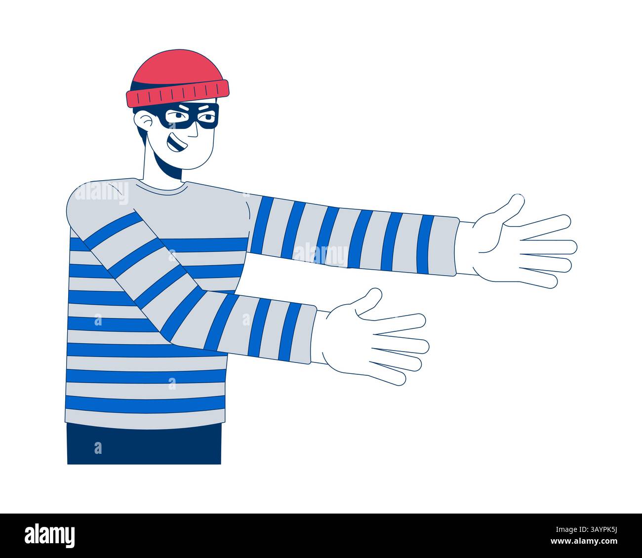 Thief man with stretched arms 2D cartoon character Stock Vector Image ...