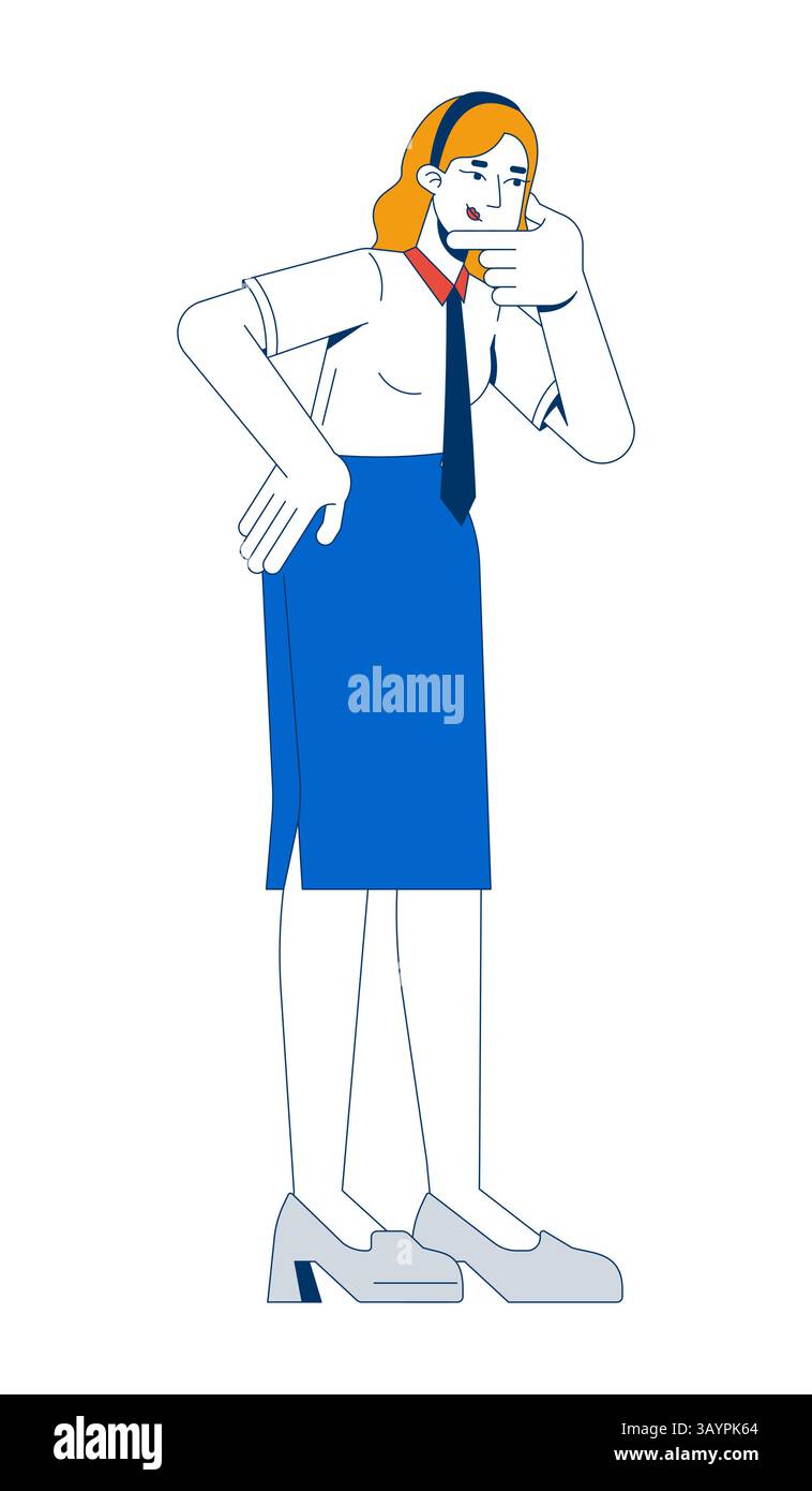 Young businesswoman in thinking pose 2D cartoon character Stock Vector ...