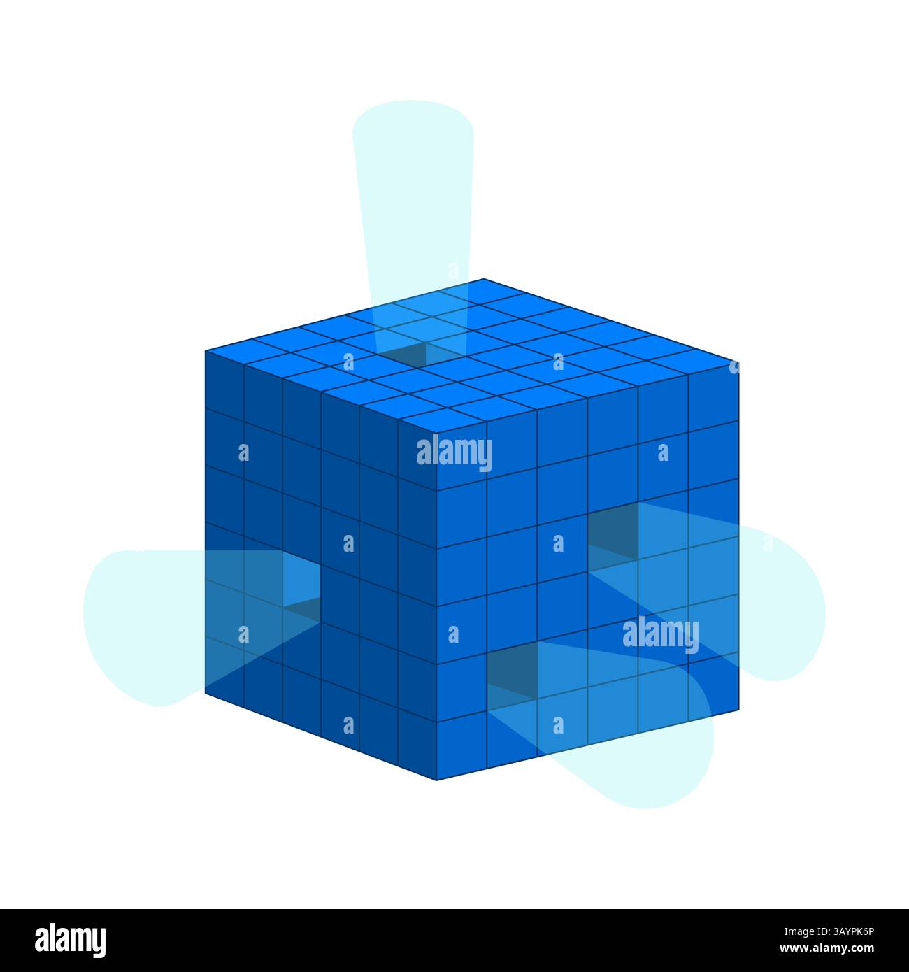 Digital Data Cube Emitting Light 2d Cartoon Object Stock Vector Image