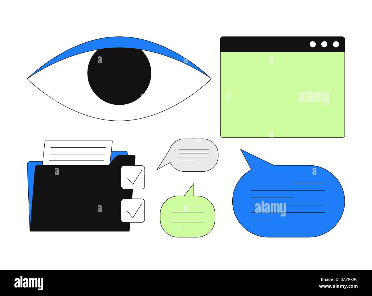 Interface and communication icons 2D cartoon objects set Stock Vector Image & Art - Alamy