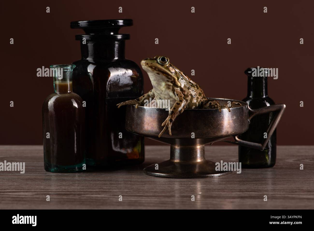 Poison bottles with frog Stock Photo - Alamy