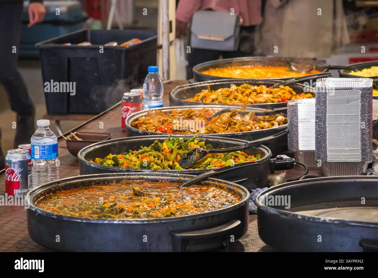 A variety of Chinese takeaway on display at Brick Lane market, London ...