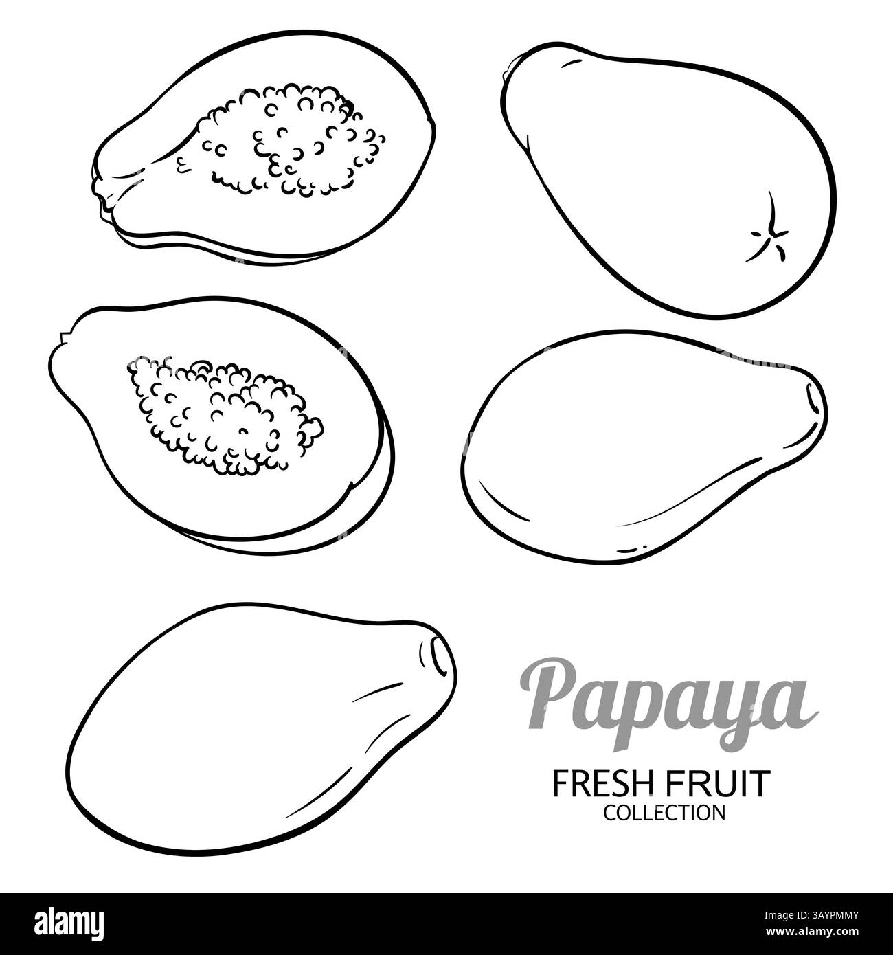 Set fresh yellow papaya Stock Vector Images - Alamy