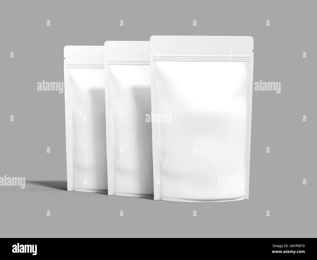 White Blank Two Zip Pouches Mockup 3D Coffee Packaging Stock Photo - Alamy