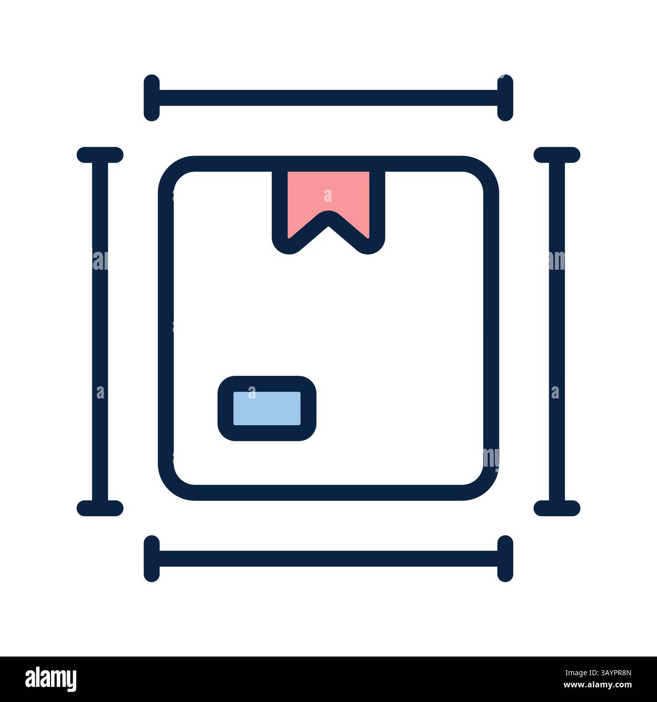 Package box with ruler scale showing concept icon of package dimensions ...