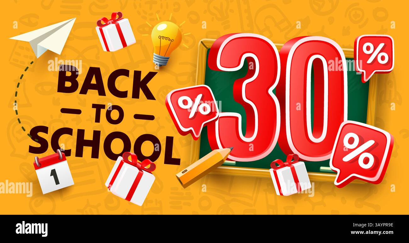 Back to School special offer, Sale 30 percent. Vector Stock Vector Image & Art - Alamy