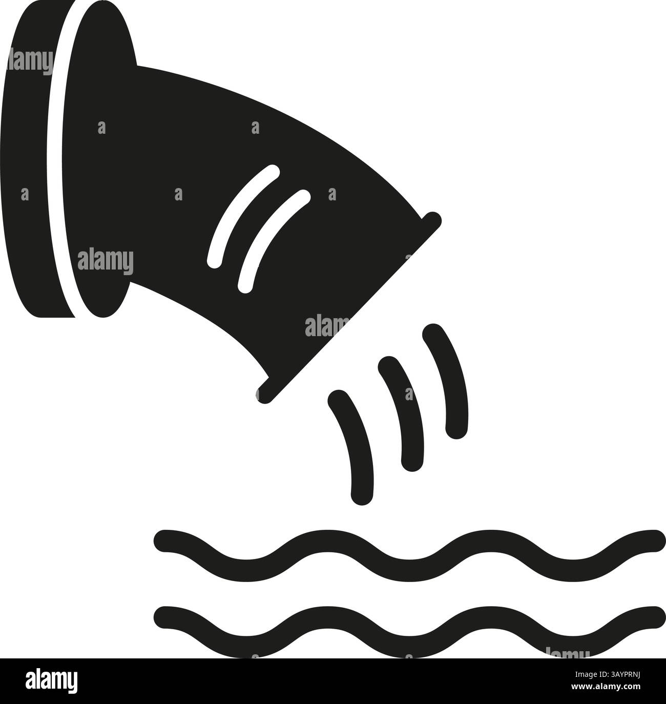 Pipe Discharging Water Solid Icon. Industrial Wastewater Release And ...