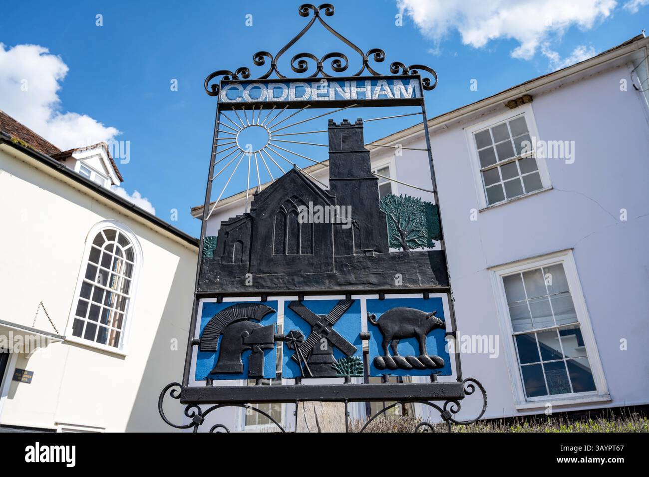 Coddenham village sign Suffolk Stock Photo - Alamy