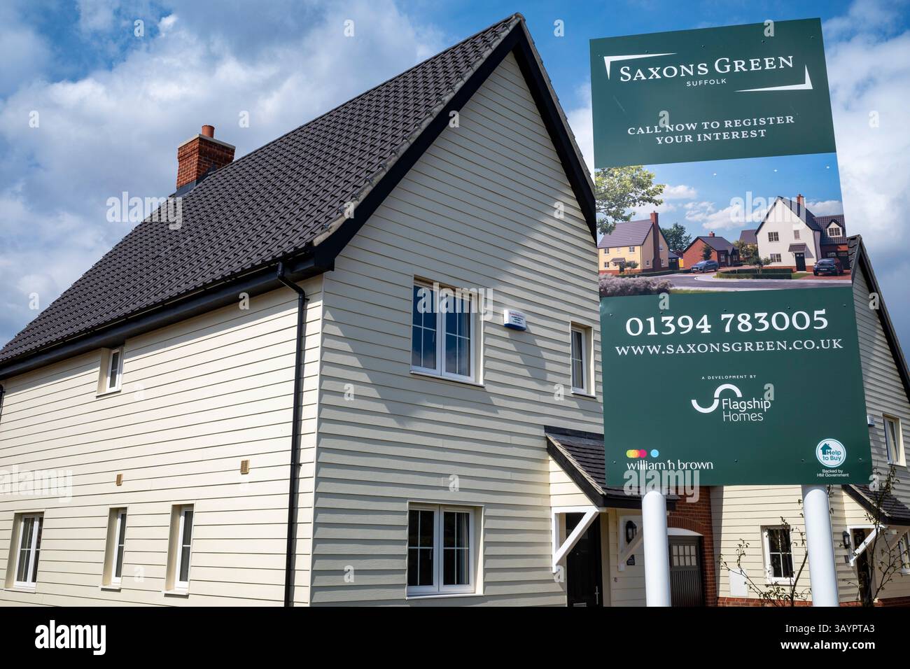 New housing estate sales board Sutton Suffolk UK Stock Photo - Alamy
