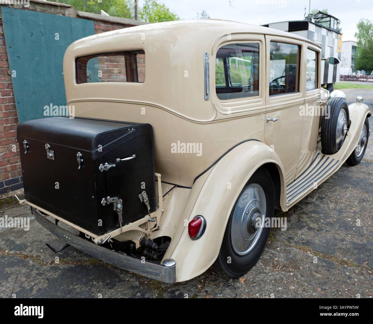 Three-quarters Rear View of a 1934, White, Rolls Royce, on display at ...