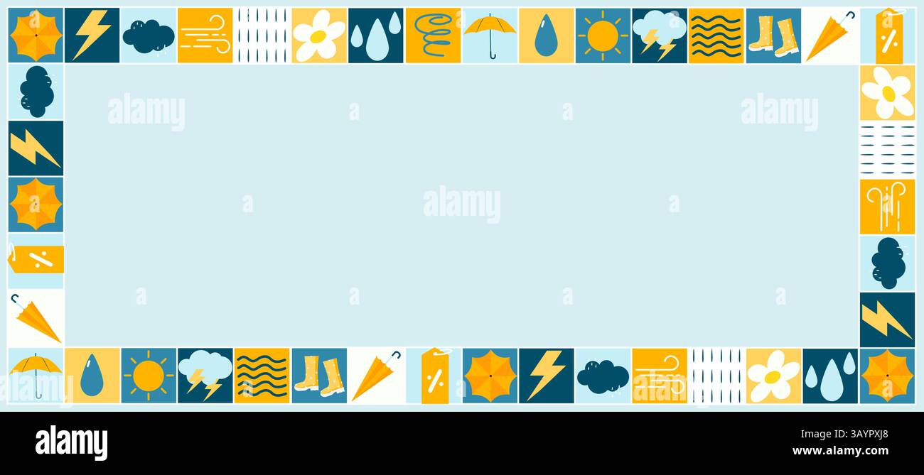 Decorative Border for Monsoon Sales Featuring Elements of Nature ...