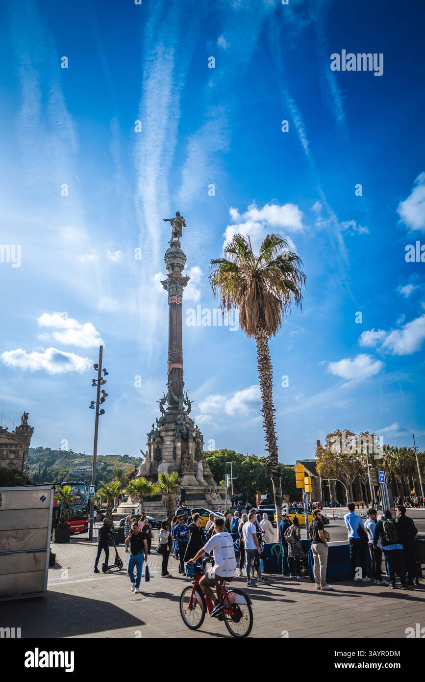 Image of the Christopher Columbus Monument in Barcelona, Spain Stock ...