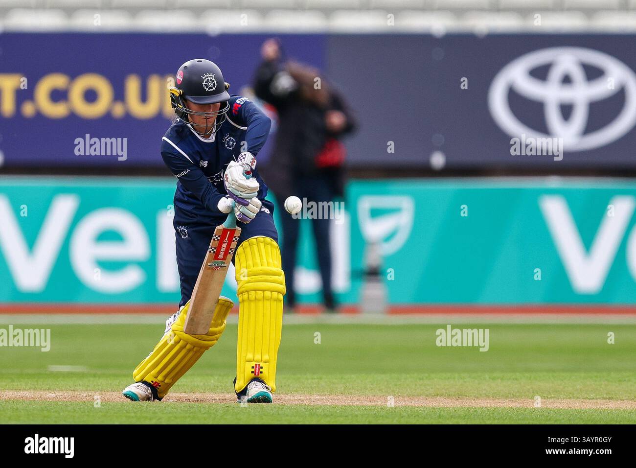 #8, Ella McCaughan of Hampshire faces the first ball of the match from ...