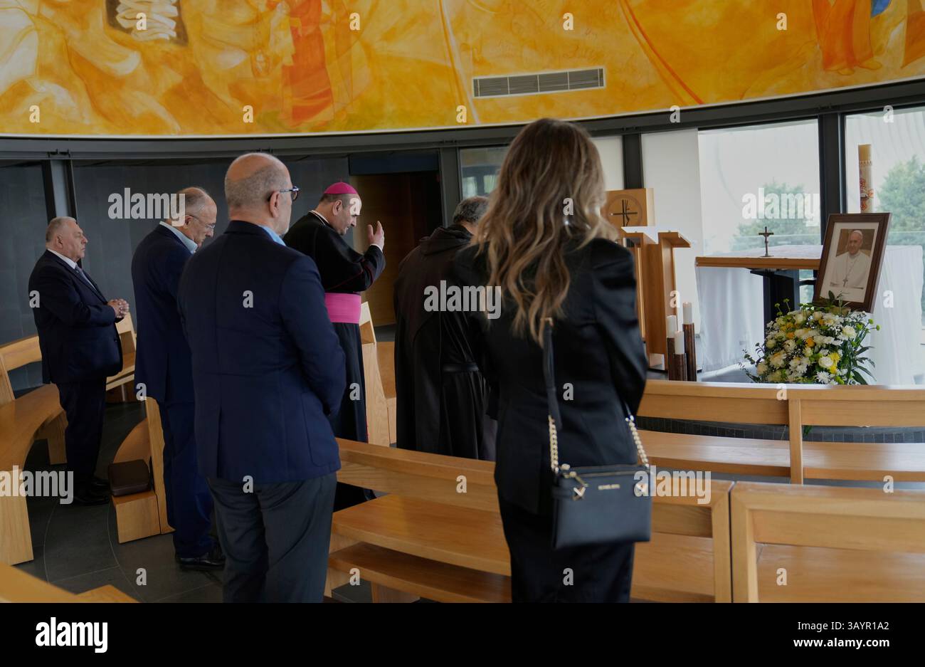 The Apostolic Nuncio to Lebanon Monsignor Paolo Borgia, centre, prays ...