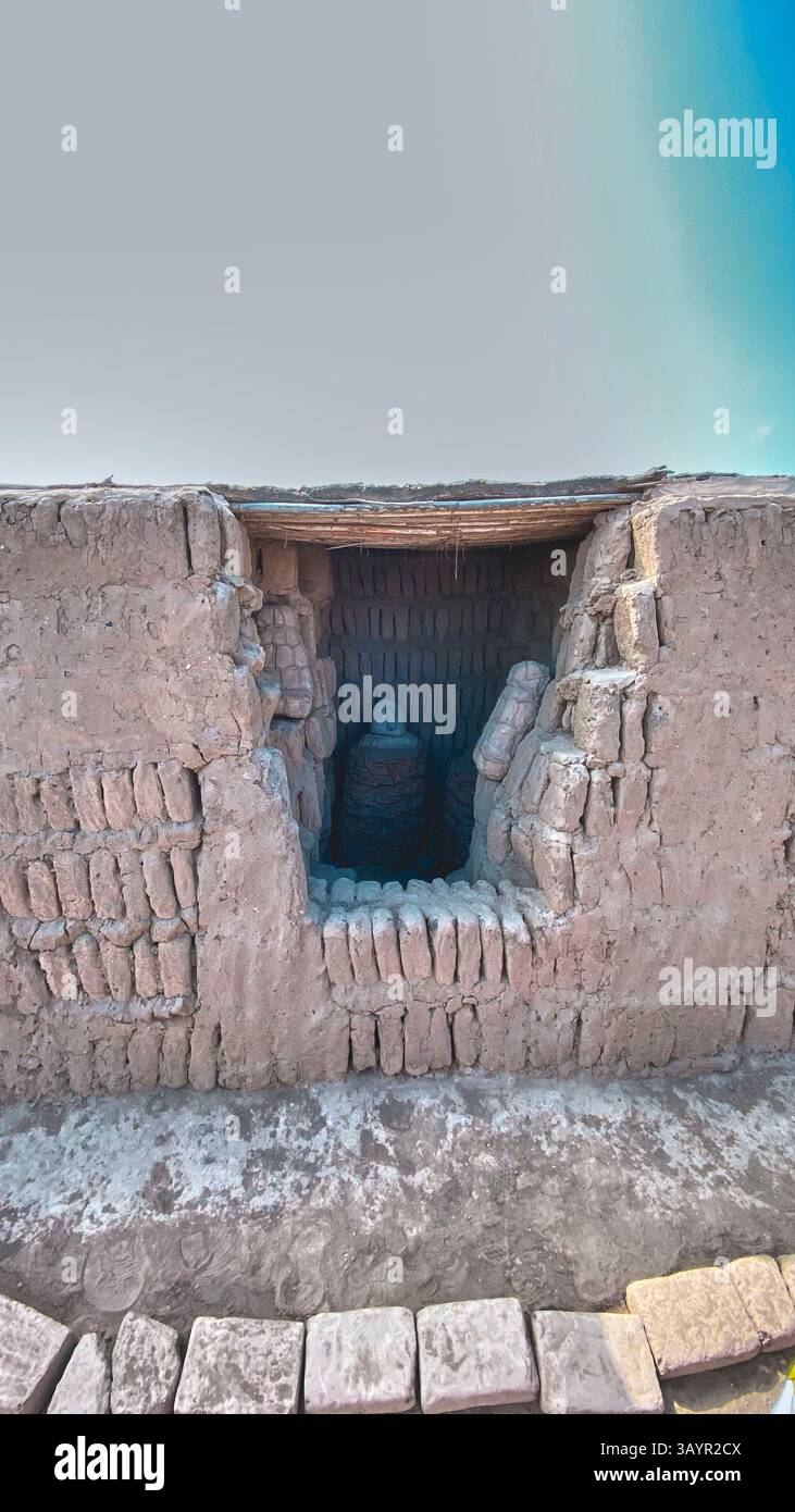 Huaca pucllana showing ancient adobe bricks and burial site in lima ...