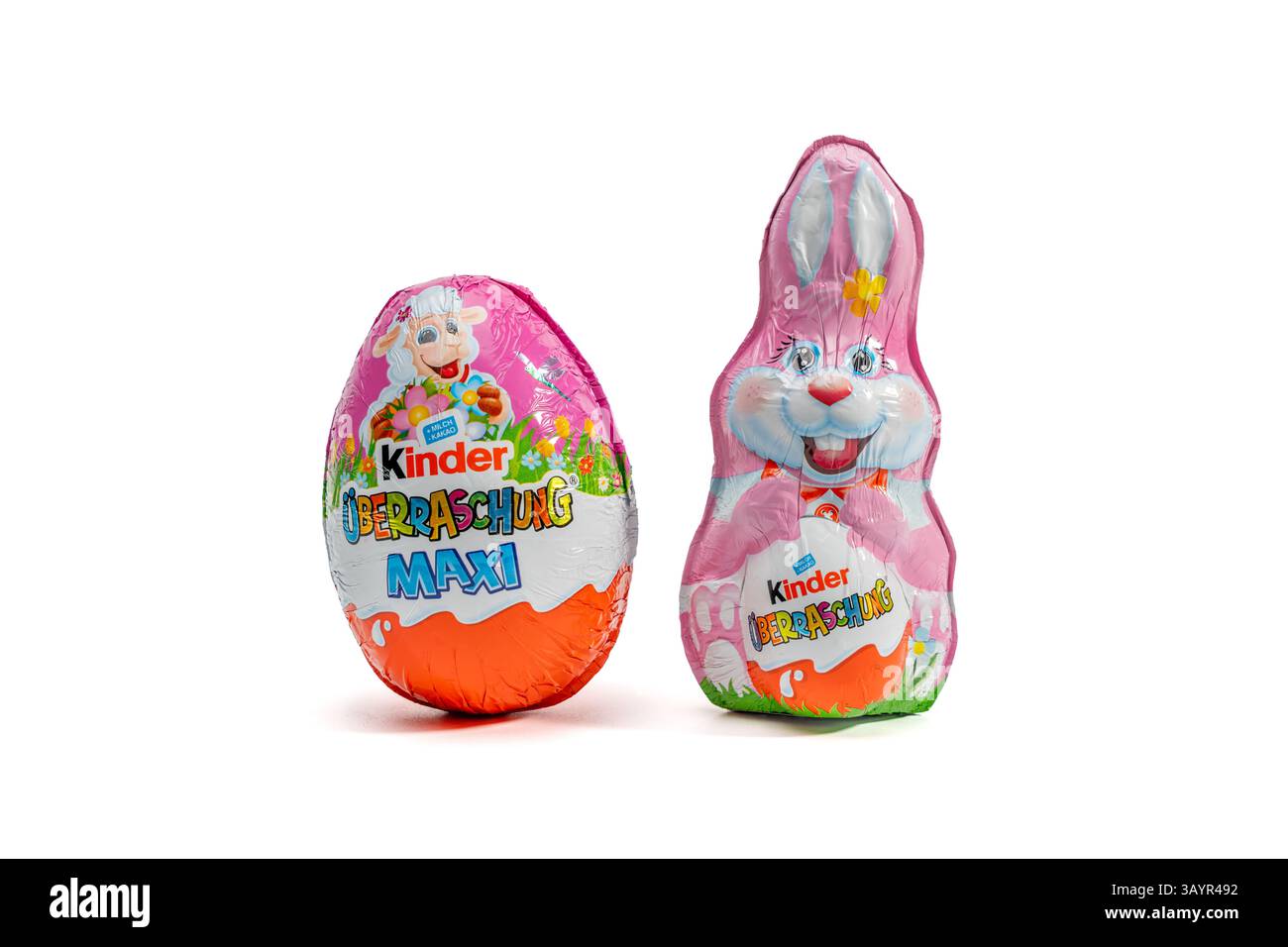 Germany Berlin April 21, 2025. Chocolate Egg Kinder uberraschung and ...