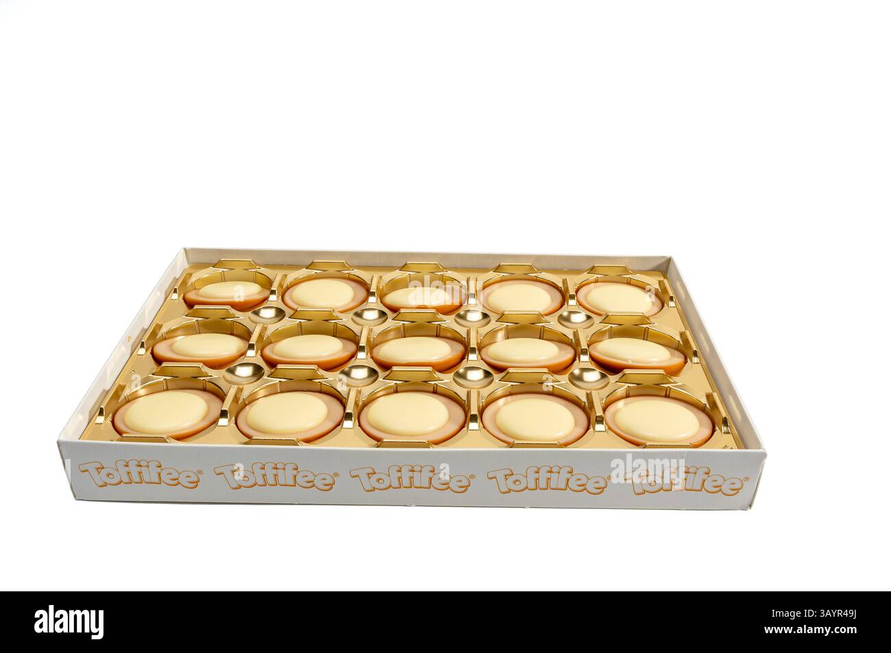 Germany Berlin April 21, 2025. Box of Toffifee candies with white ...