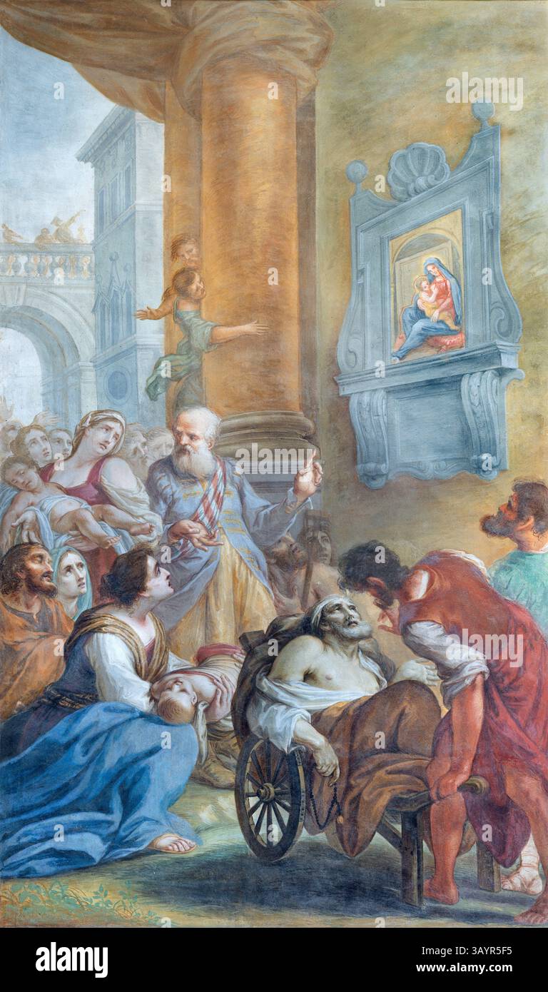 PISTOIA, ITALY - MARCH 16, 2025: The fresco of Healing before miracle ...