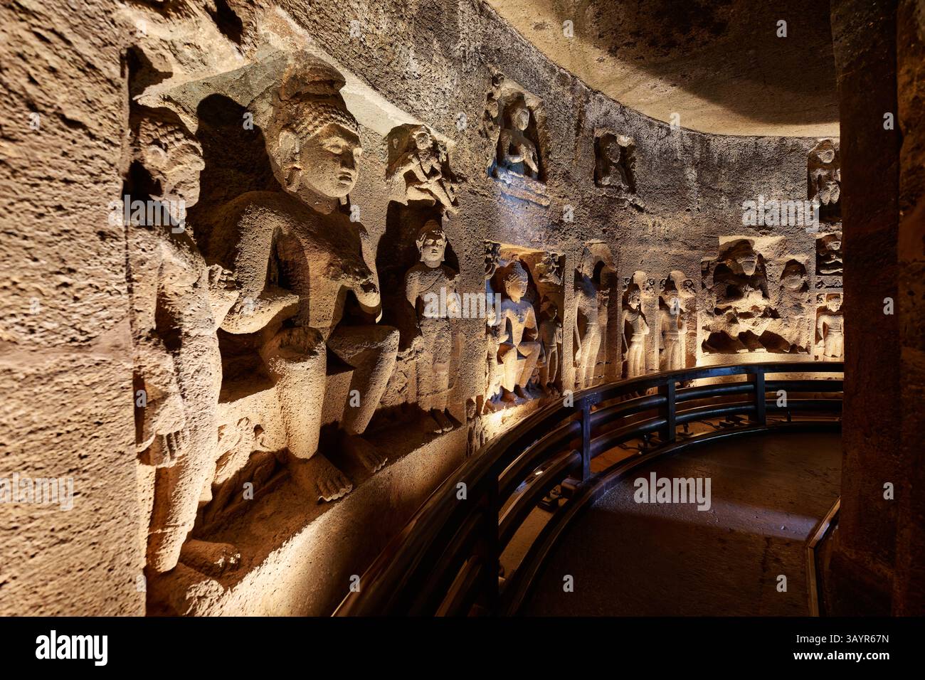 Ajanta caves, interior shot of Cave No. 26, Aurangabad, India, Asia ...
