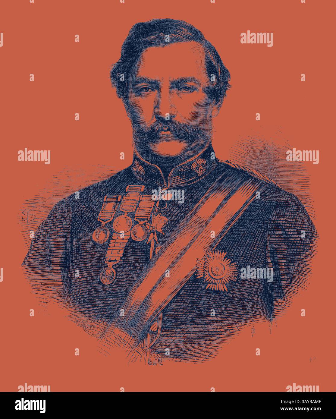 A distinguished military figure adorned with various medals and ...