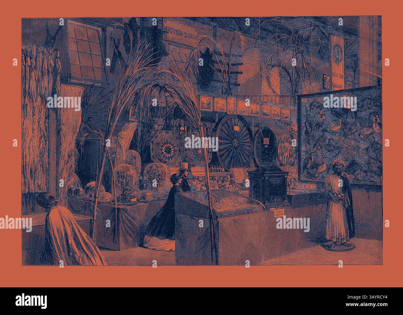 A bustling exhibition hall filled with intricate displays of artifacts ...