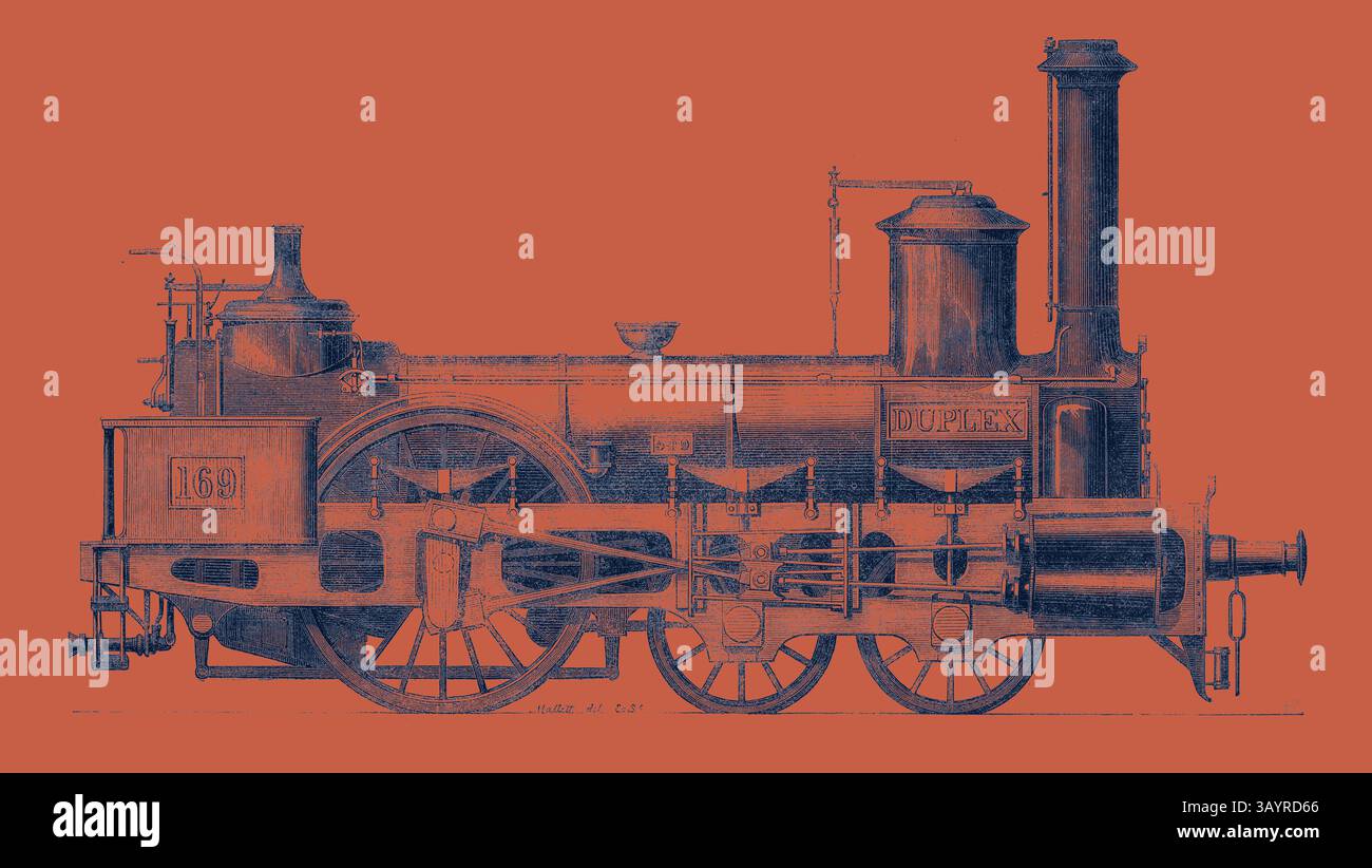 A detailed illustration of a vintage steam locomotive, showcasing its ...