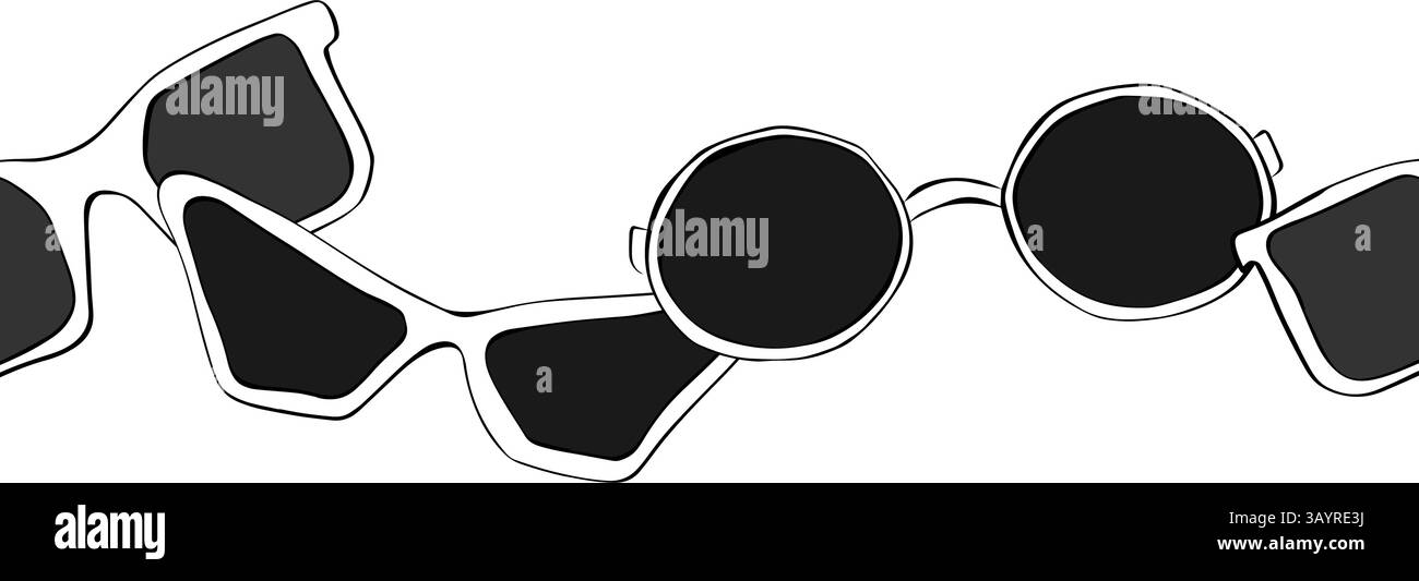 Summer horizontal banner set Black and White Stock Photos & Images - Alamy