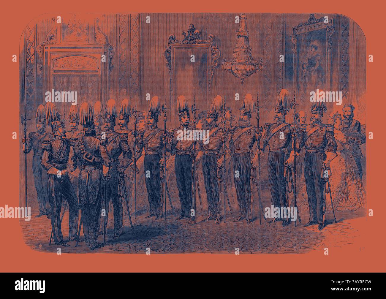 Formal gathering of soldiers in ornate uniforms hi-res stock ...