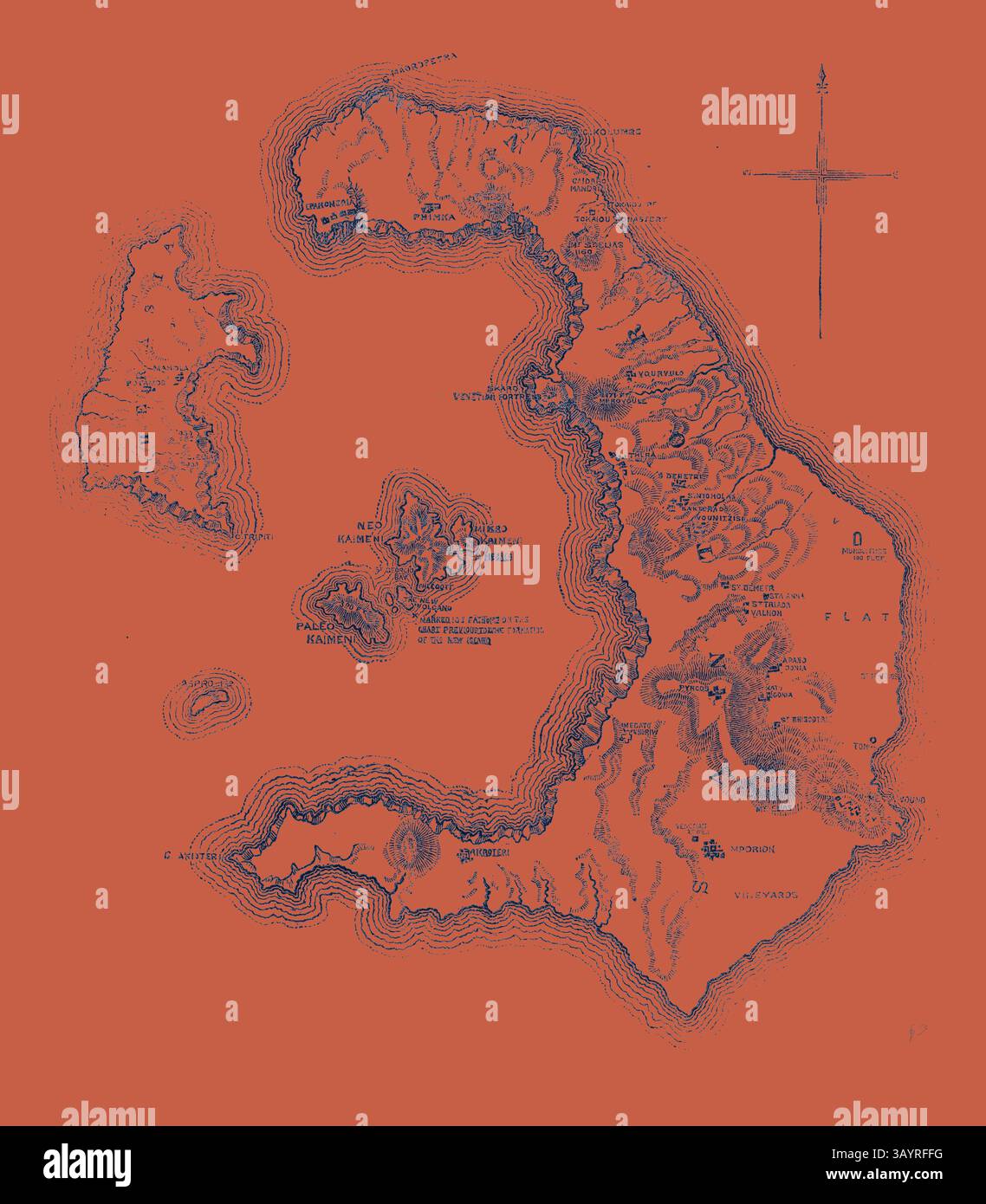 A topographic map featuring intricate contour lines detailing the ...