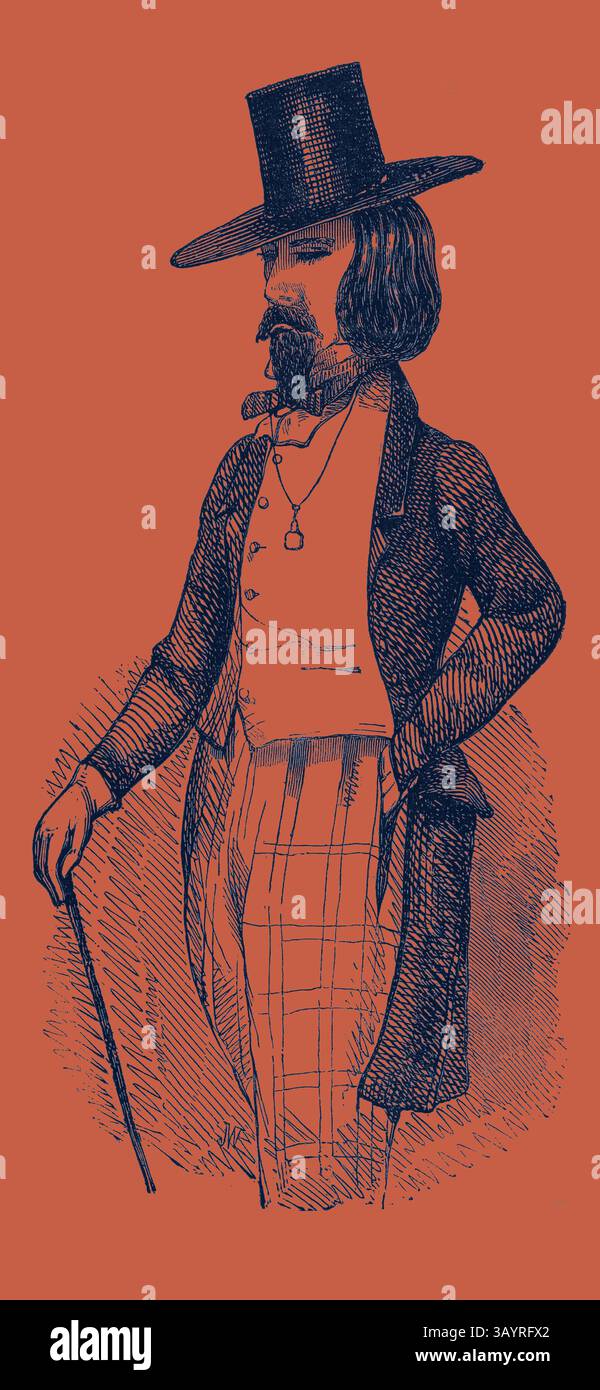 A stylishly dressed gentleman stands confidently with a cane, wearing a ...