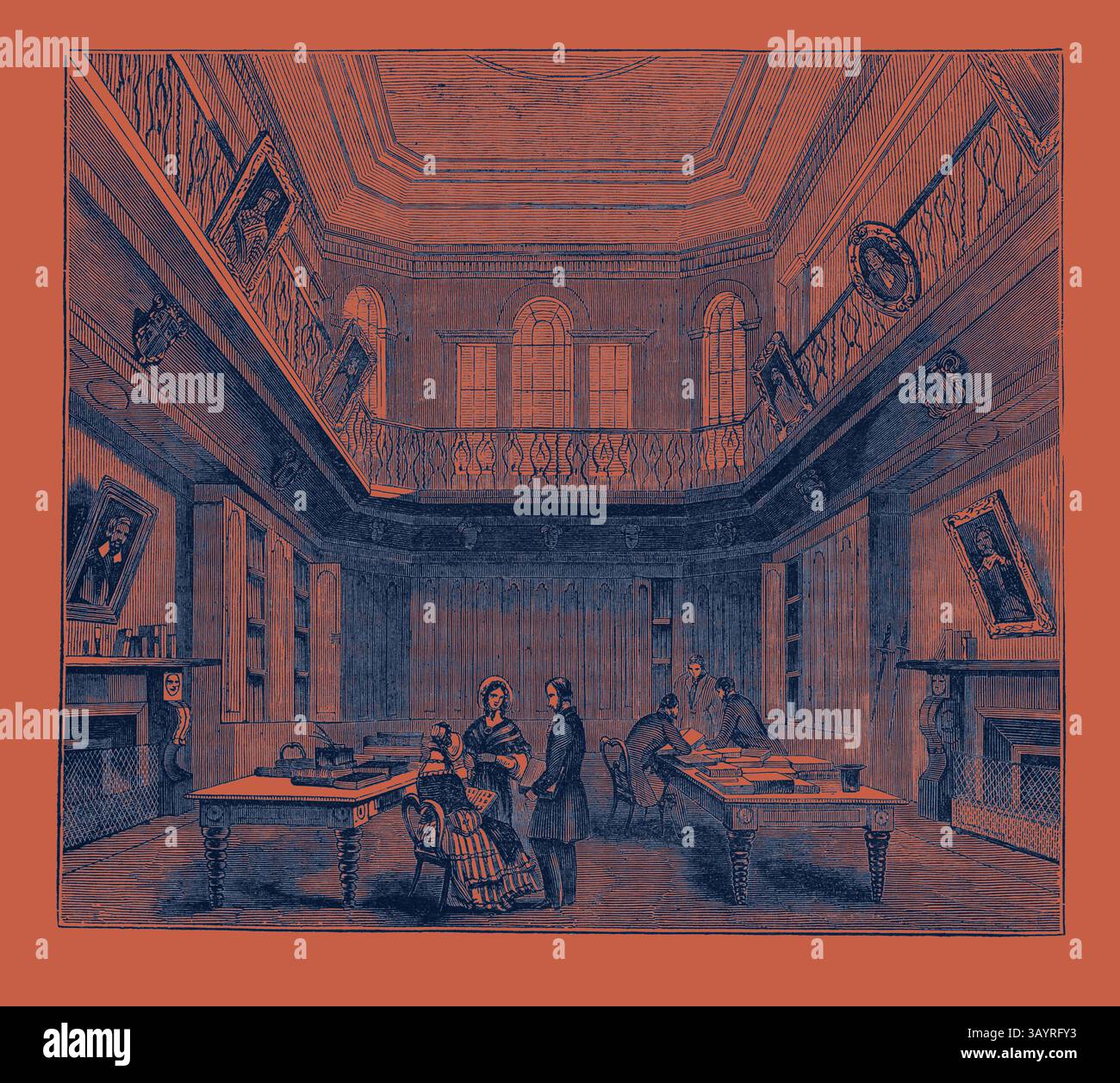 An elegantly designed interior showcases a spacious room featuring high ...