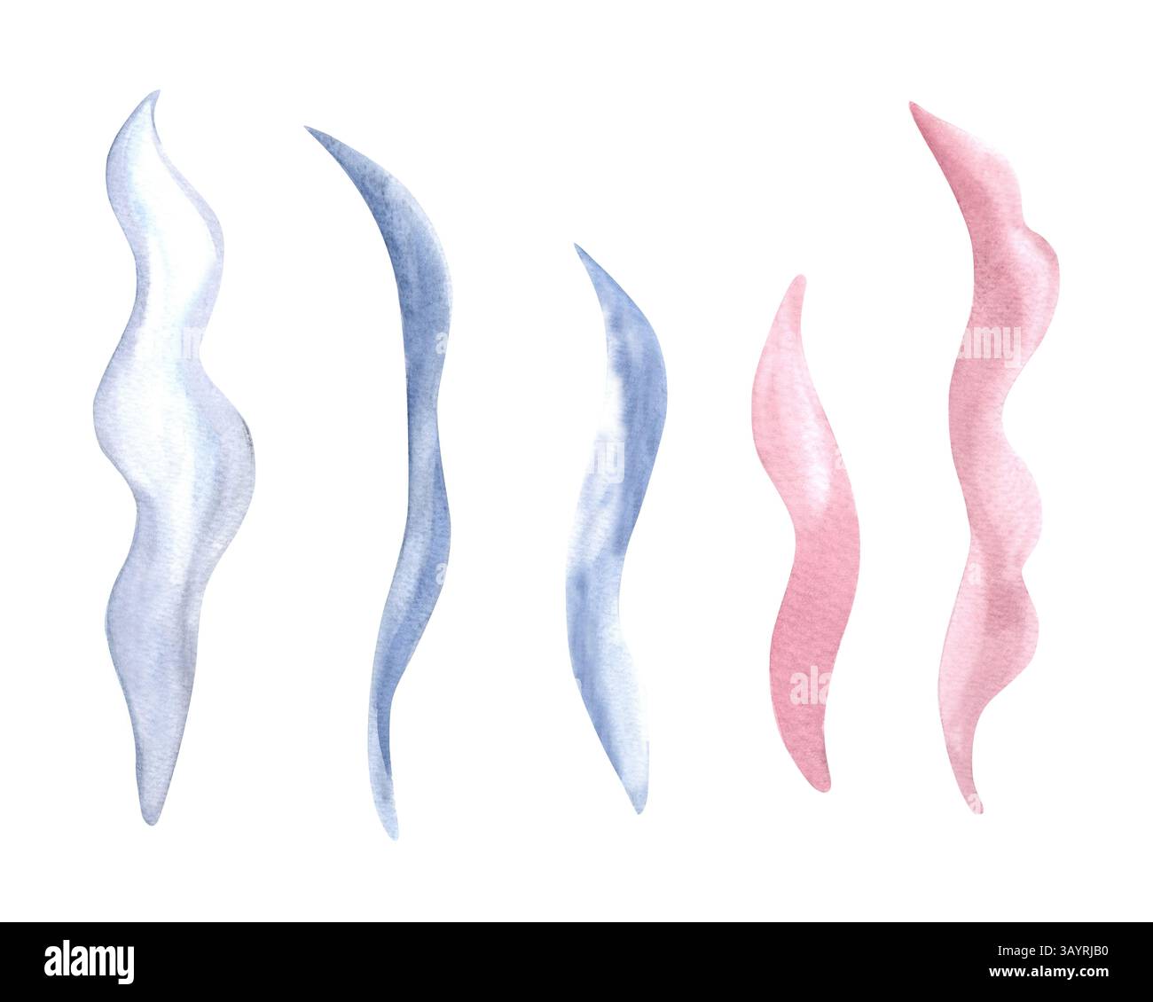 Seaweed blue and pink color watercolor set illustration for kids ...