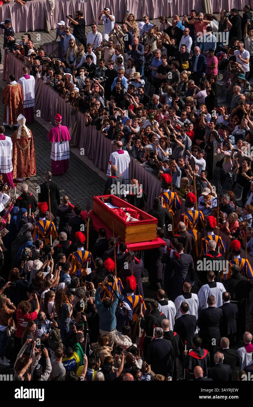 Pope Francis body is carried in a coffin into Saint Peter s Basilica ...