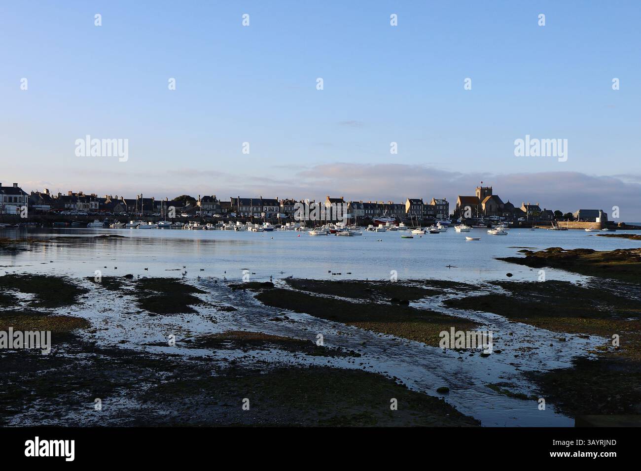 Dry dock, fishing port and marina, village of Barfleur, Manche ...