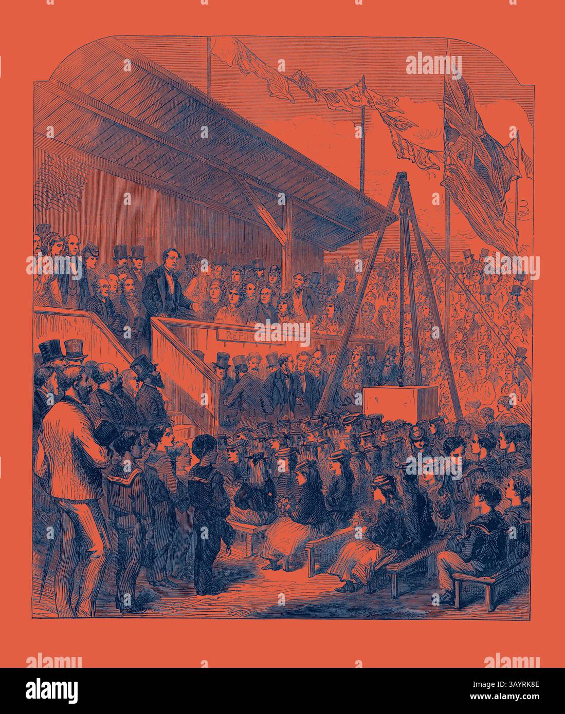 A large audience gathers to witness a prominent speaker address a crowd ...