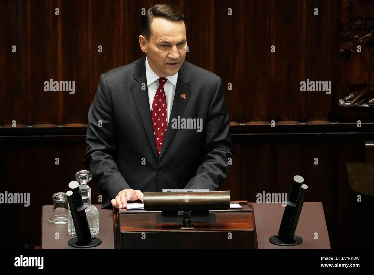 Poland's Foreign Minister Radek Sikorski gives a speech at the ...