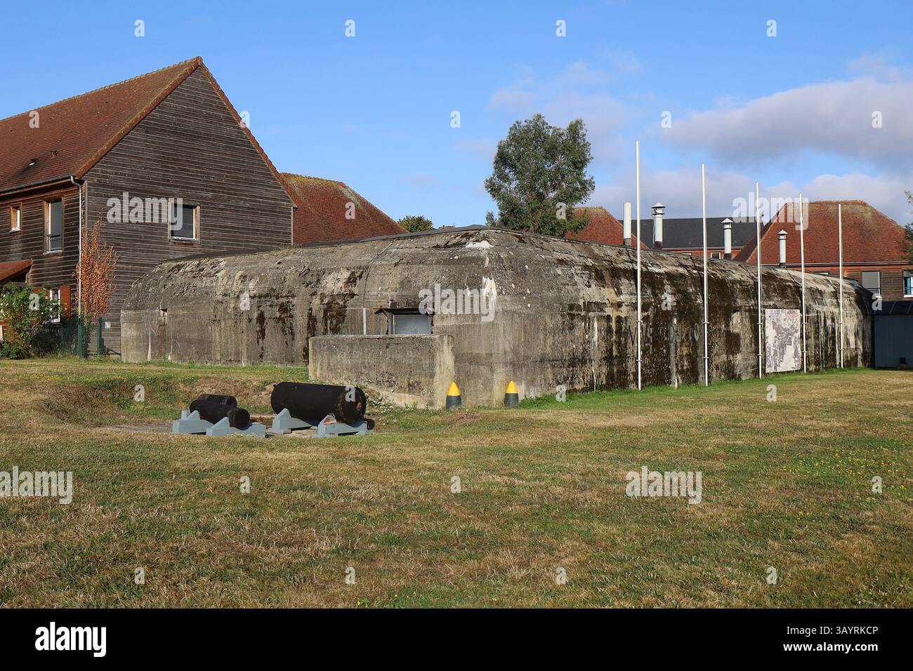 Former German blockhouse, called the station blockhouse, exterior view ...