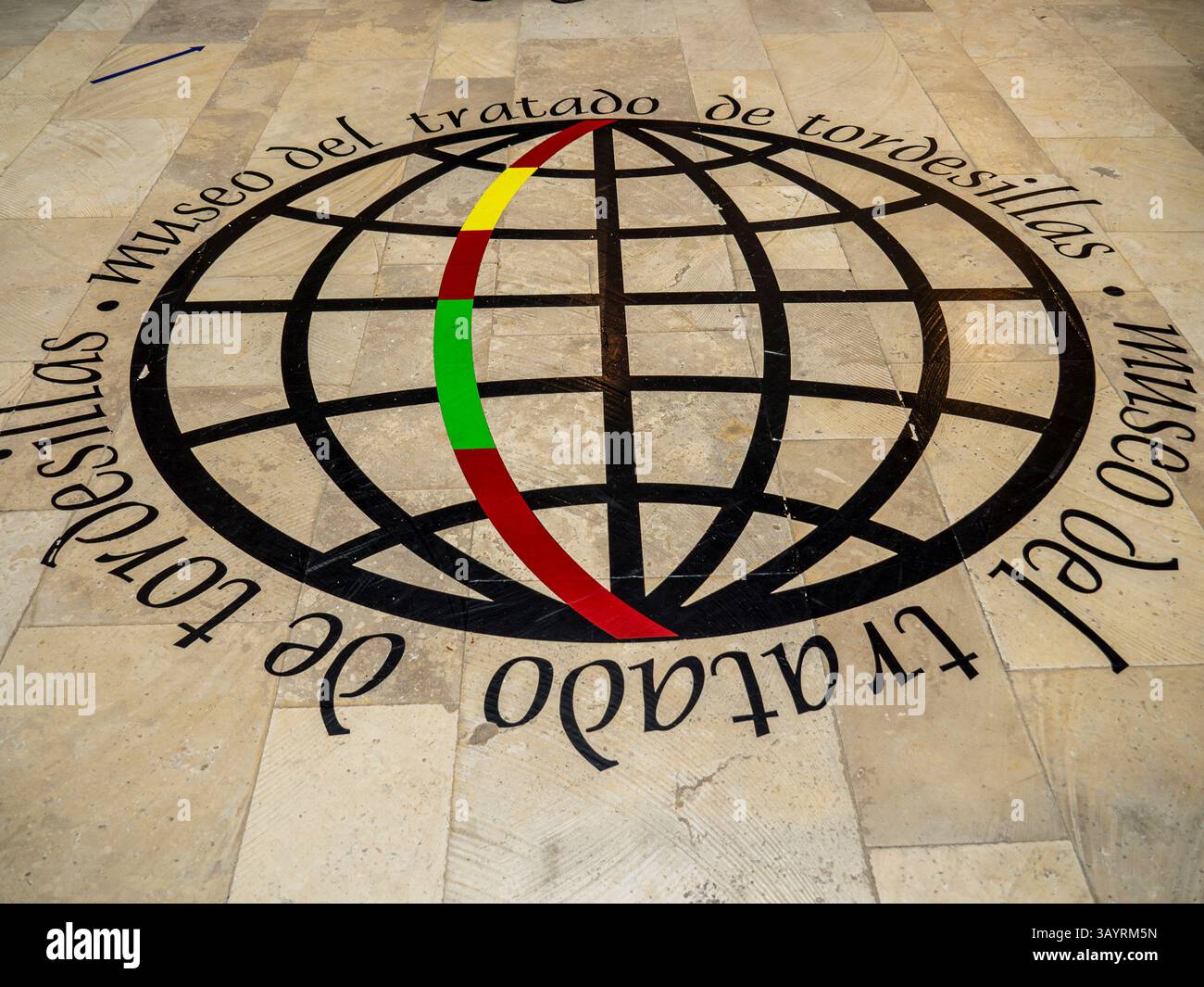Poster on the ground of the Treaty of Tordesillas signed between Spain ...