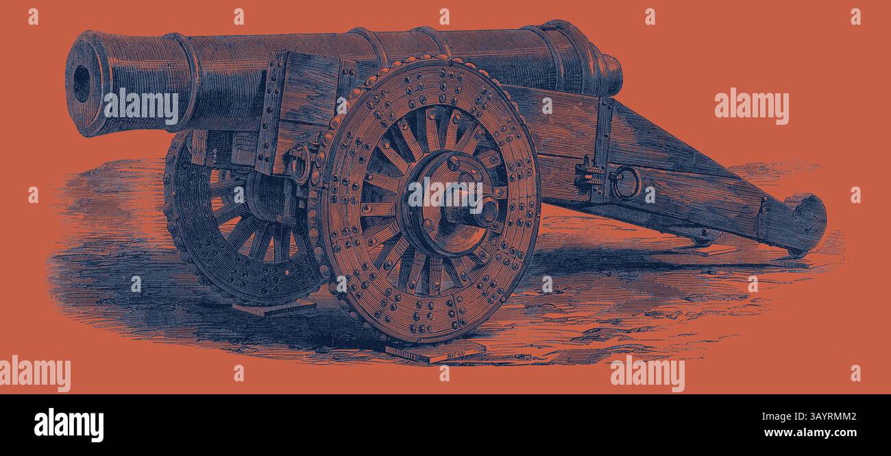 An intricate cannon displays its elaborate wheel design and sturdy ...
