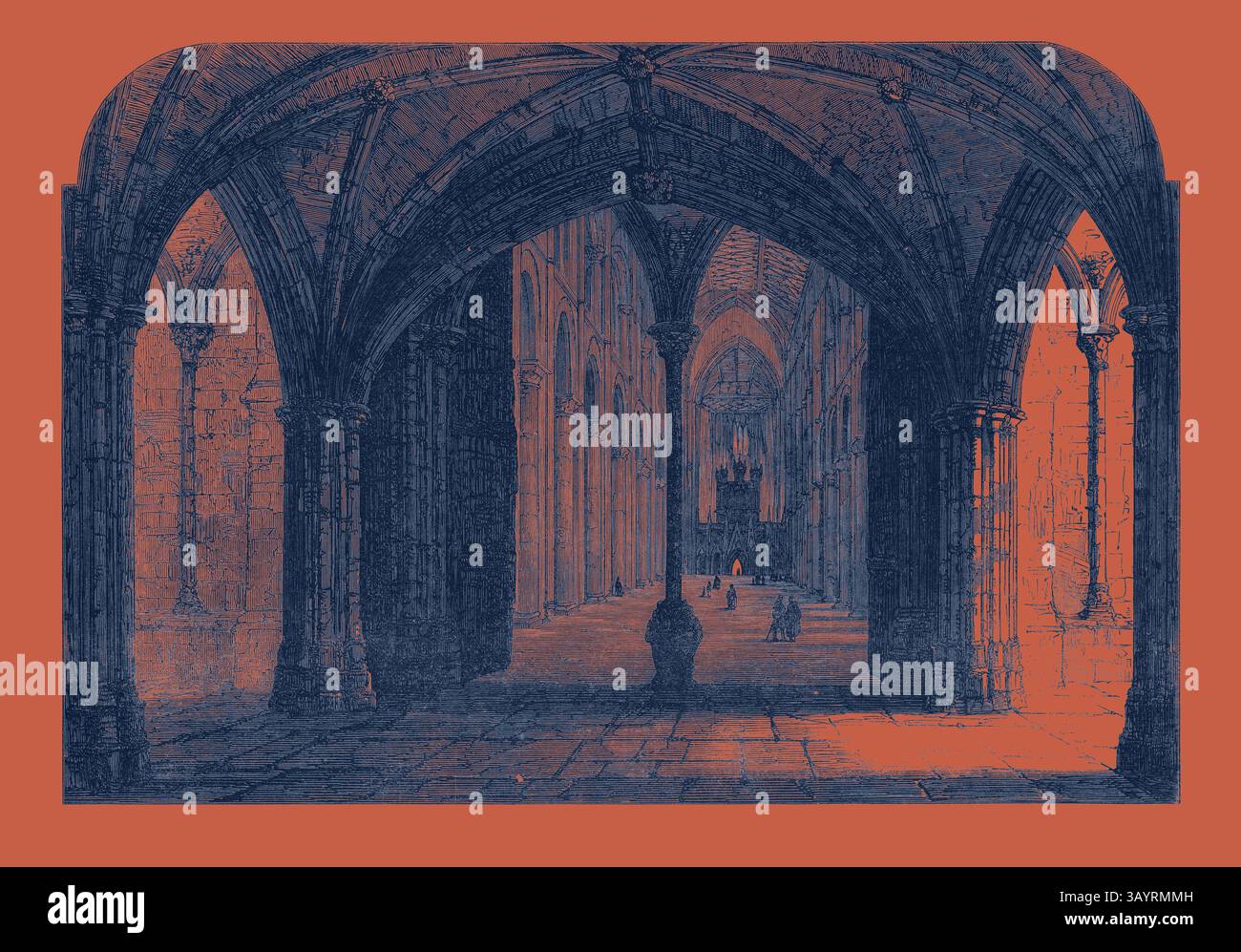 A grand interior of a cathedral features soaring arches and intricate ...