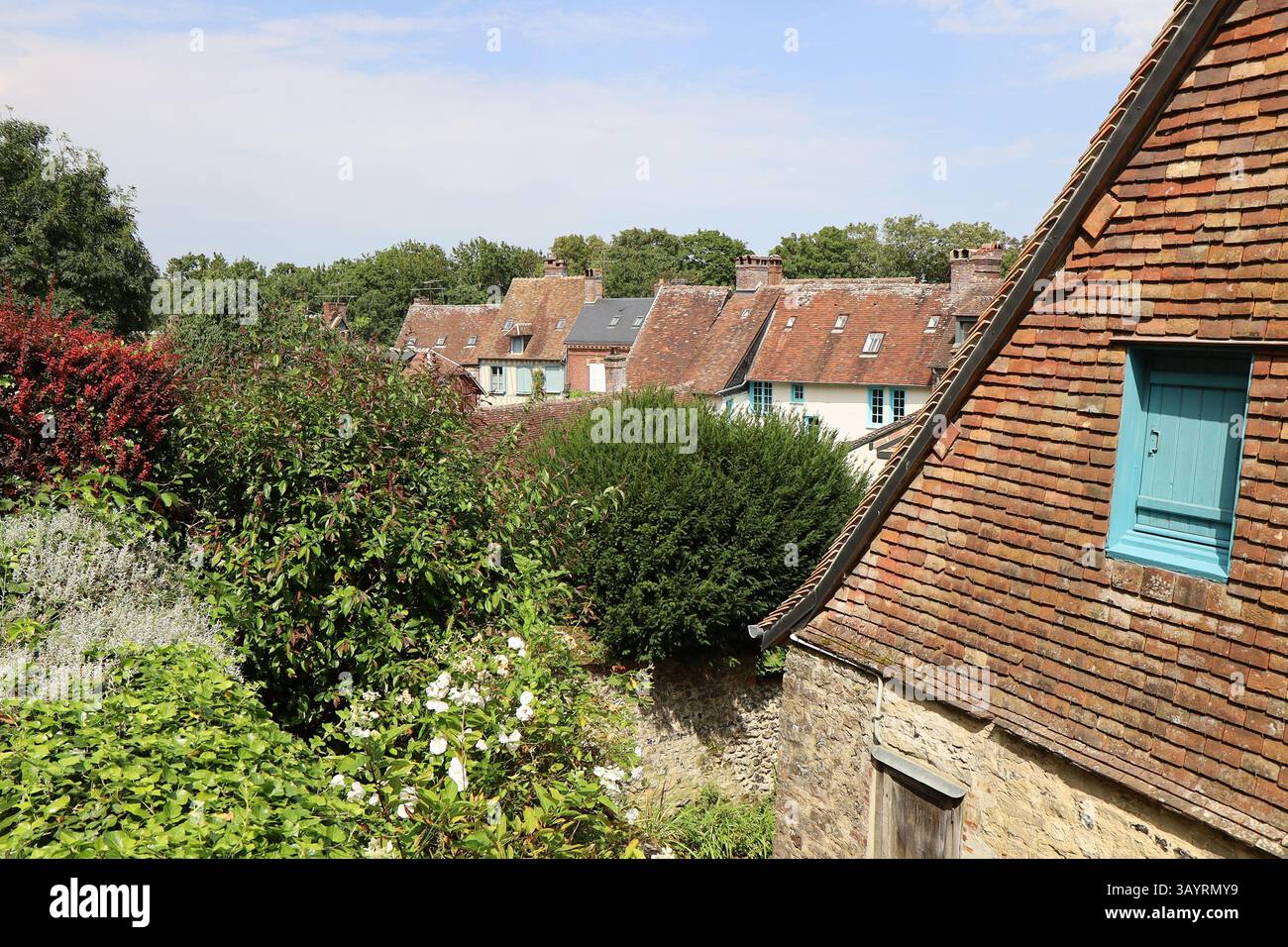 Village overview, Gerberoy village, Oise department, France Stock Photo ...