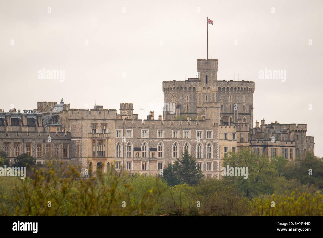 Datchet, UK. 23rd April, 2025. Views of Windsor Castle from Datchet in ...