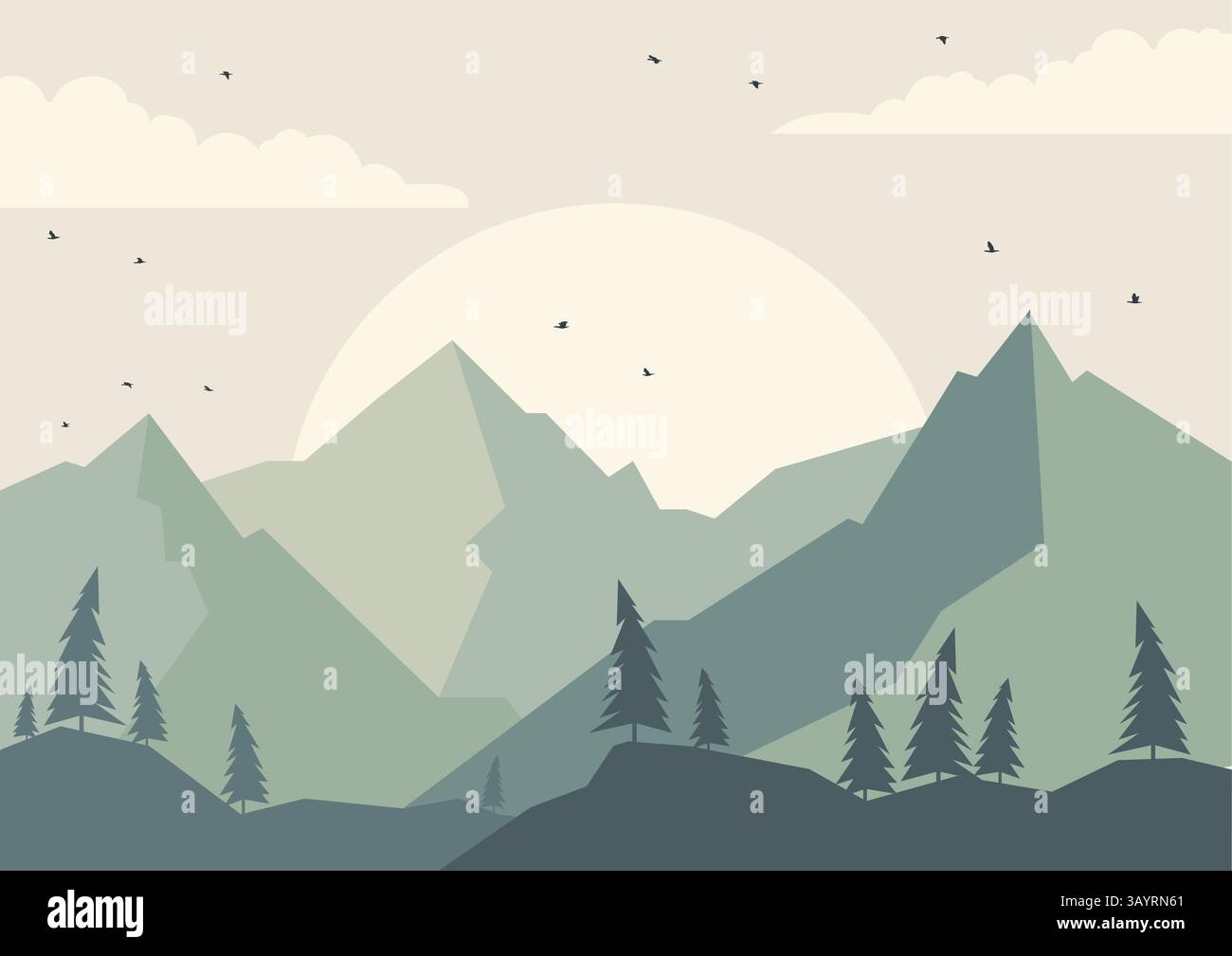 Beautiful panoramic landscape pyrenees mountain Stock Vector Images - Alamy