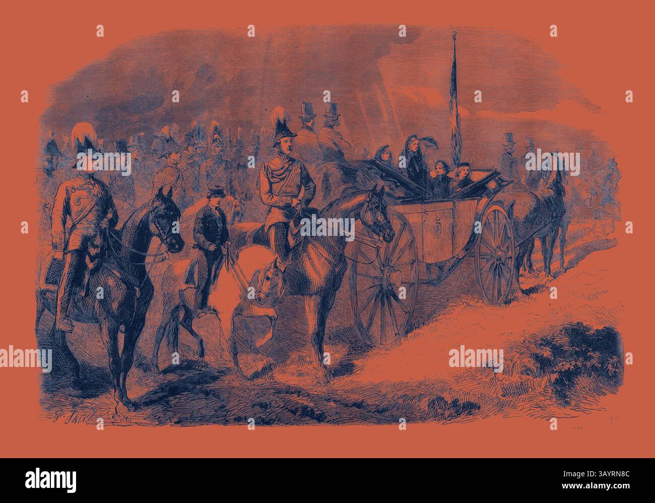 A historical scene depicting a military procession, with soldiers on ...