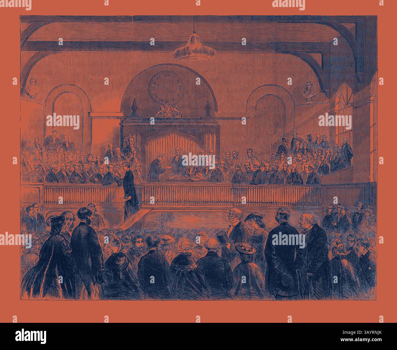 A dramatic courtroom scene featuring a judge presiding over a trial ...